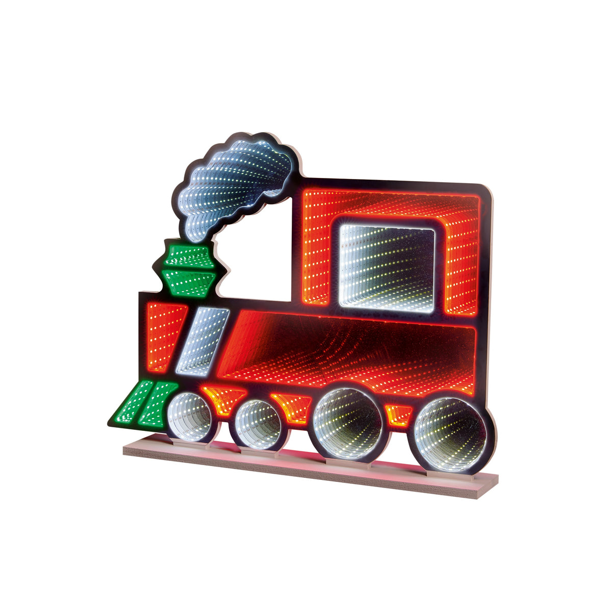 Premier 60cm Red Steam Train Infinity Mirror Light with Moving Wheels ...