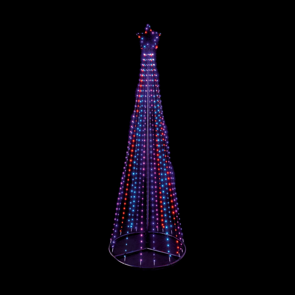 Premier 2.1m FlexiBright Rainbow LED Cone Pyramid Tree with Star Tree ...