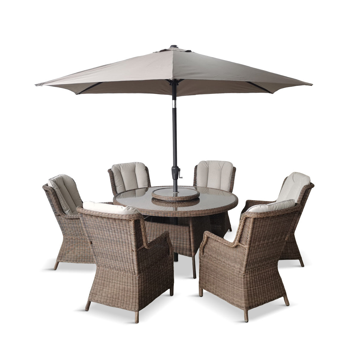 Leisure Grow - Montpellier 6 Seat Dining Set with Weave Lazy Susan and ...