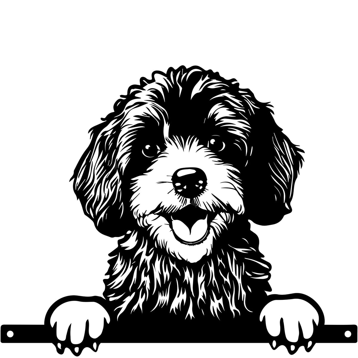 Metal Cockapoo Peeking Dog Silhouette – Southwood Garden Centre