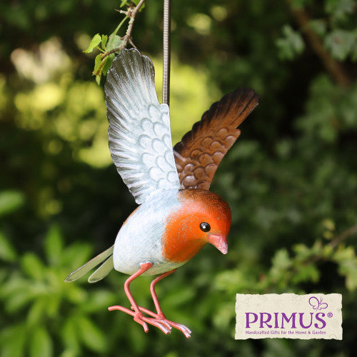 Small Metal Hanging Robin Garden Ornament – Southwood Garden Centre