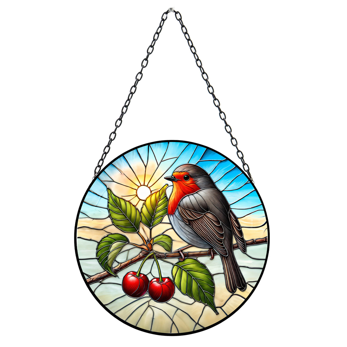 Stained Glass Hanging Robin Suncatcher – Southwood Garden Centre
