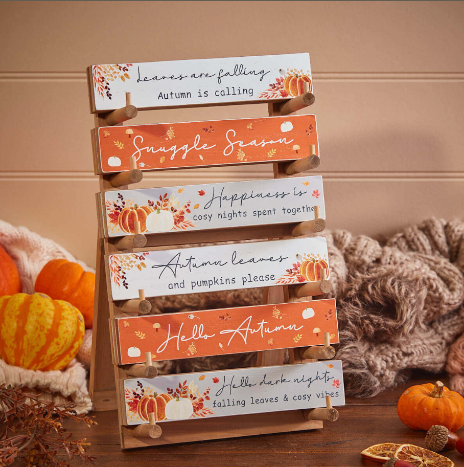 Autumn Cosy Pumpkin Tabletop Wooden Block – Southwood Garden Centre