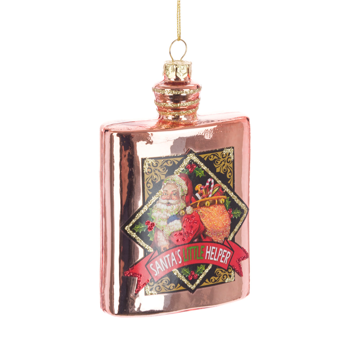 Glass Hip Flask Christmas Tree Bauble Hanging Decoration – Southwood ...