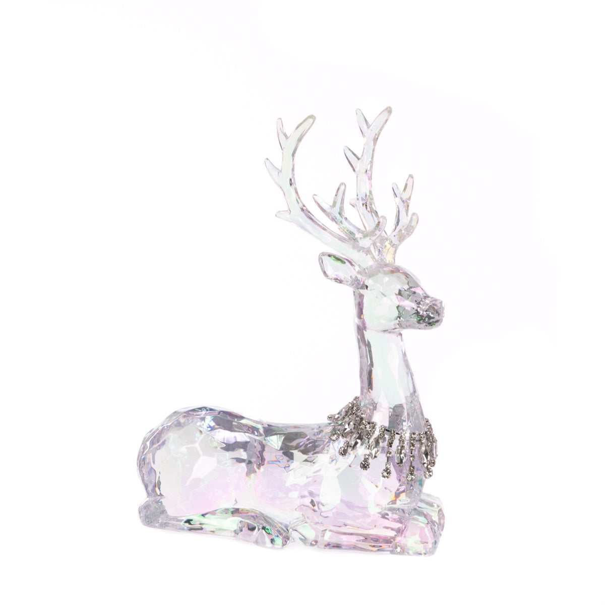 Clear Iridescent Sitting Reindeer Figure - 27cm – Southwood Garden Centre