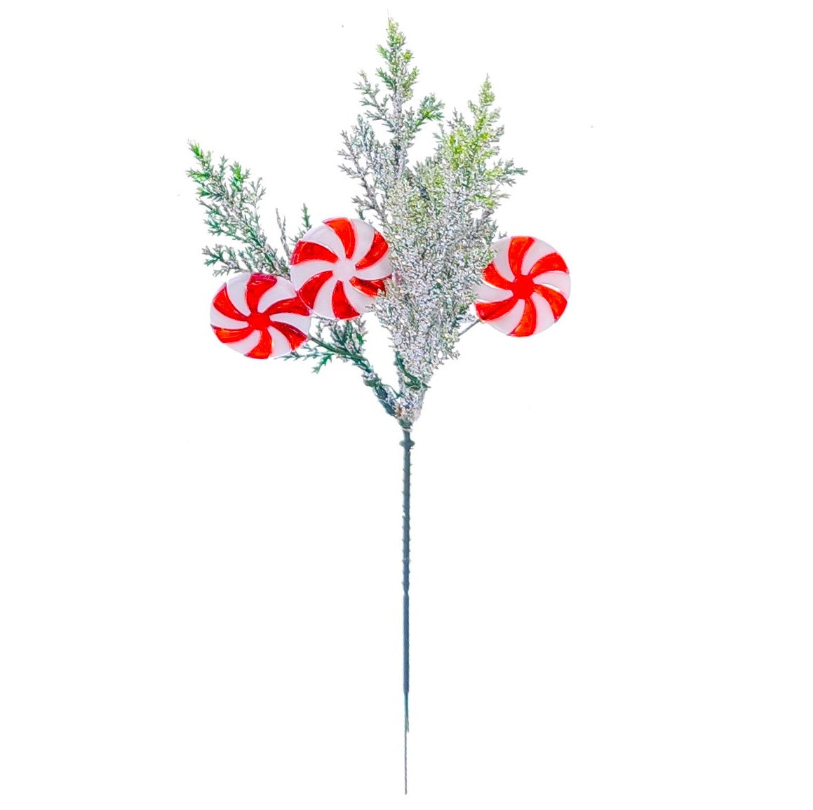 26cm Frosted Pine Peppermint Swirl Candy Pick – Southwood Garden Centre