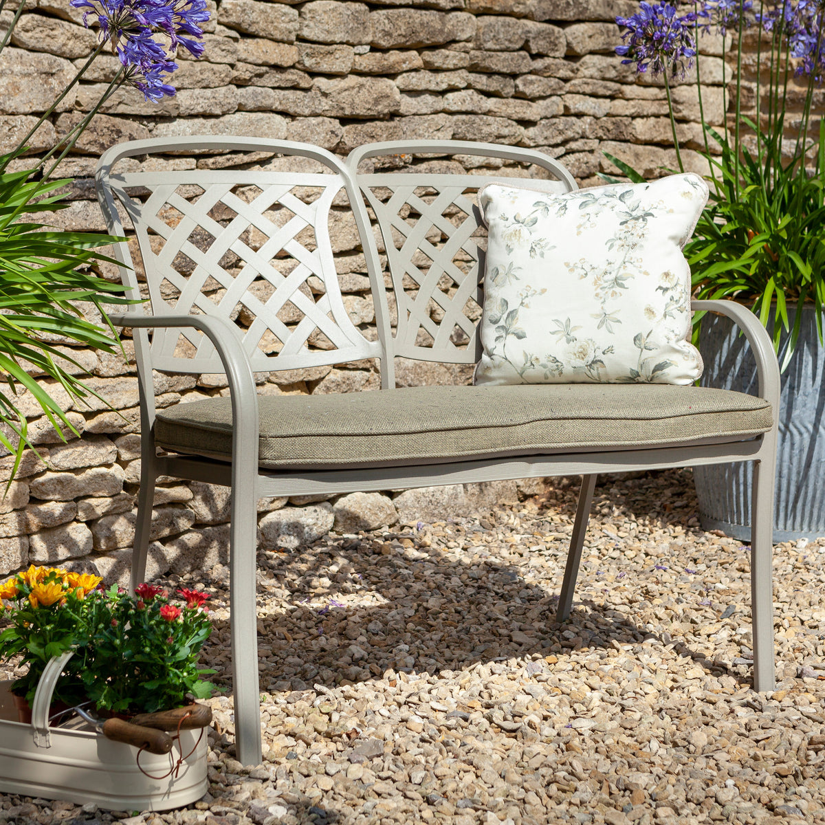Hartman - Berkeley Cast Aluminium Highback Bench with Maize Frame & Wh ...