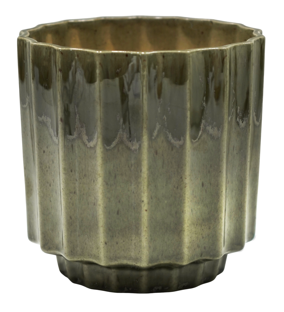 Ivyline - Lugano Scalloped Green Reactive House Plant Pot - D13cm ...