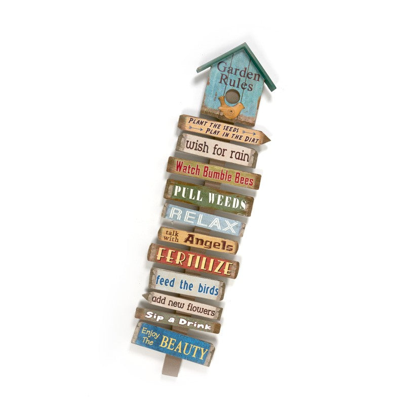 Large Wooden Birdhouse Garden Rules Sign - 96cm – Southwood Garden Centre
