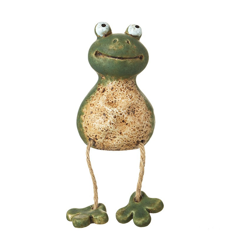 Ceramic Sitting Frog With Dangling Legs Ornament – Southwood Garden Centre