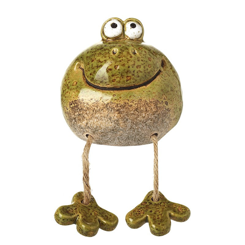 Ceramic Round Sitting Frog With Dangling Legs Ornament – Southwood ...