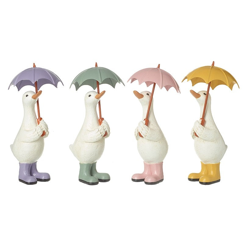 White Duck with Wellies & Umbrella Garden Statue Ornament – Southwood ...