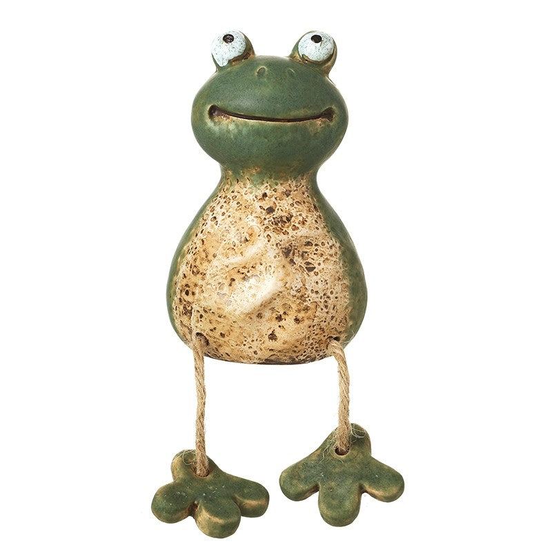 Ceramic Sitting Frog With Dangling Legs Ornament – Southwood Garden Centre