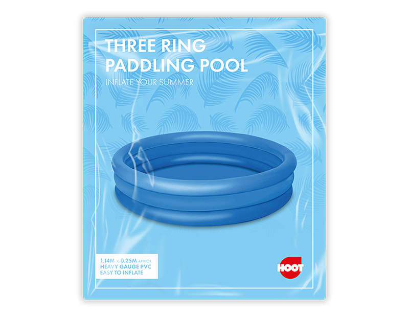 Blue Inflatable Summer Three Ring Paddling Pool - 1.14m x 0.25m ...