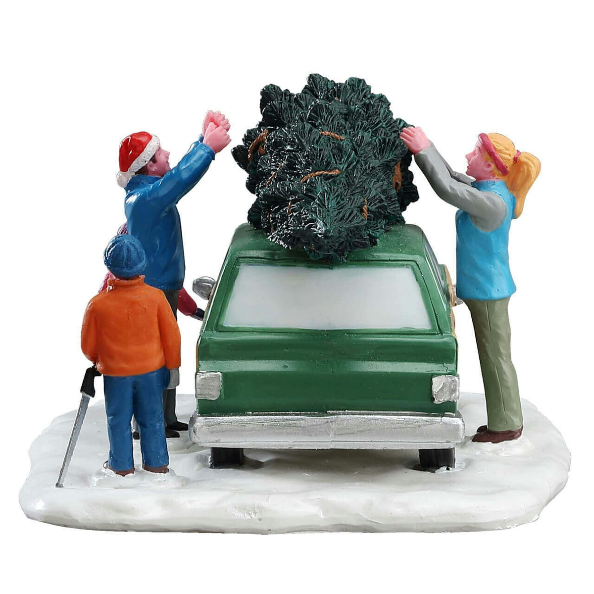 Lemax - Christmas Tree Transport Family Car with Tree on Roof Figurine ...