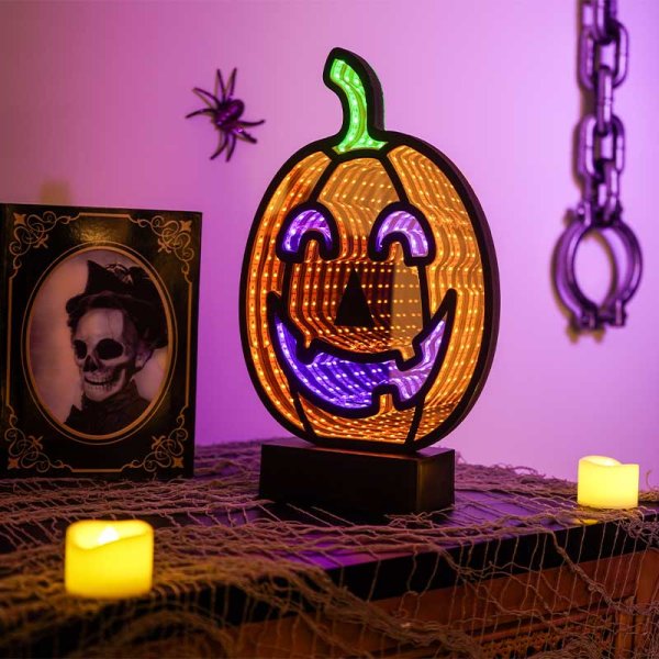 Lit Pumpkin Infinity Mirror - 28cm – Southwood Garden Centre