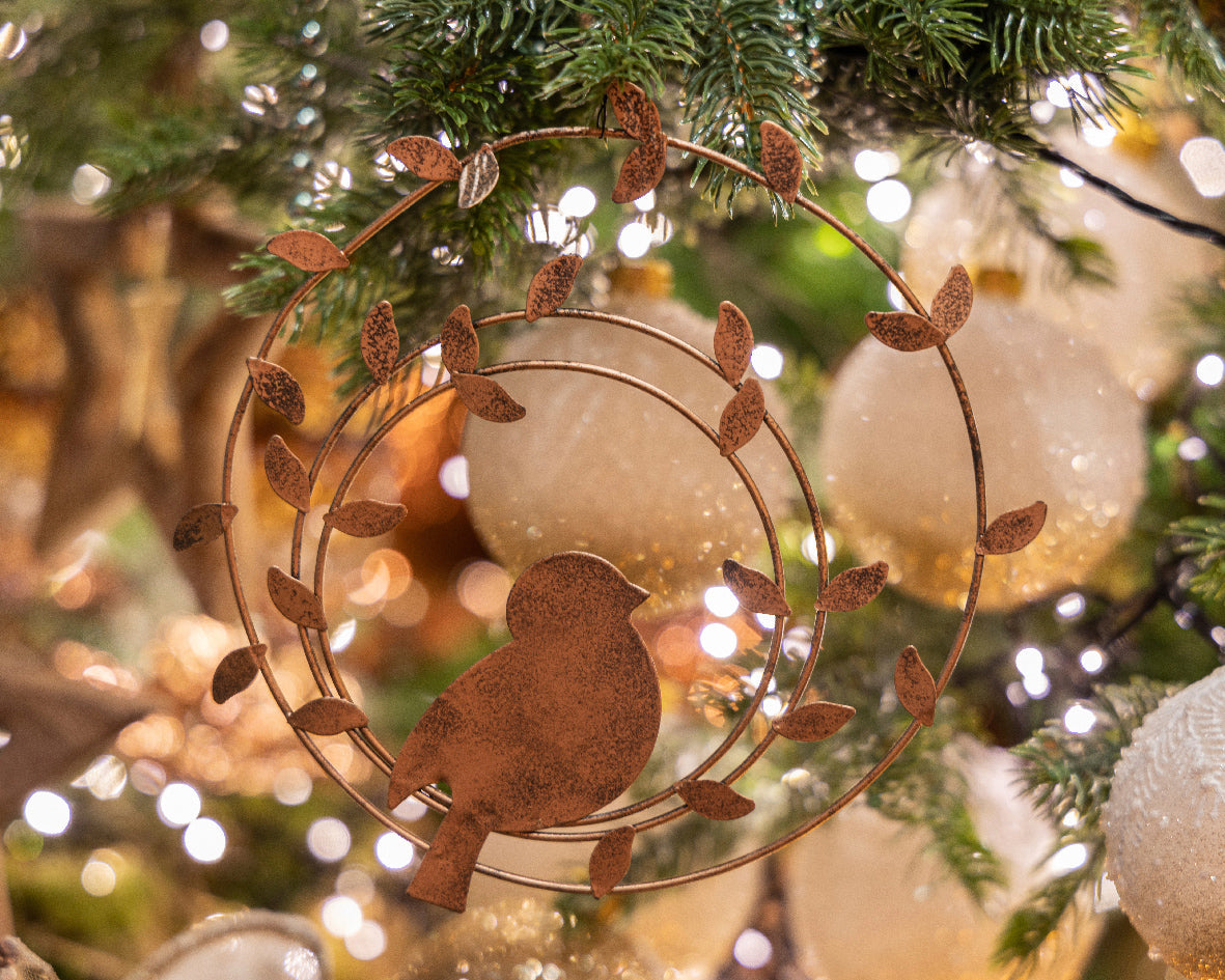 Iron Wreath Tree Decoration with Adorable Perching Bird – Southwood ...