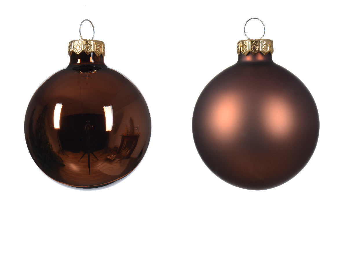 Espresso Glass Shiny & Matte Christmas Baubles 6cm - Box of 10 ...