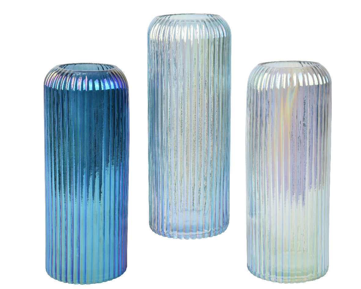 Glass Luster Ribbed Vase - 25cm – Southwood Garden Centre