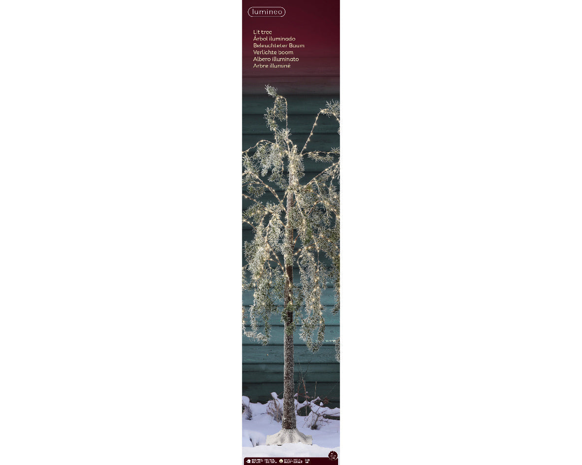 Outdoor Warm White Micro LED Green Snowy Effect Artificial Twig Tree ...