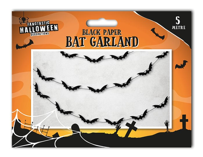 Halloween Black Bat Paper Garland 5m – Southwood Garden Centre