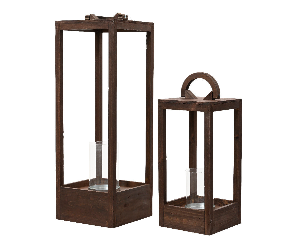 Lantern Plywood Lacquer with Glass Tube - Set of 2 – Southwood Garden ...