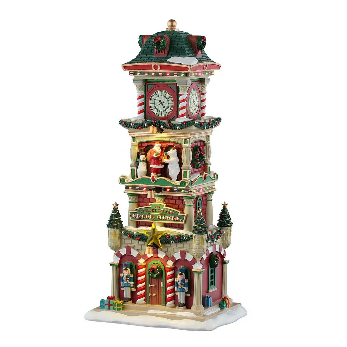 Lemax - The Village Square Clock Tower - Light Up – Southwood Garden Centre