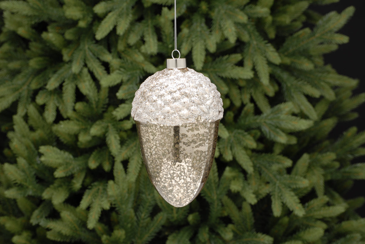 Copper Acorn with Glitter Glass Bauble – Southwood Garden Centre