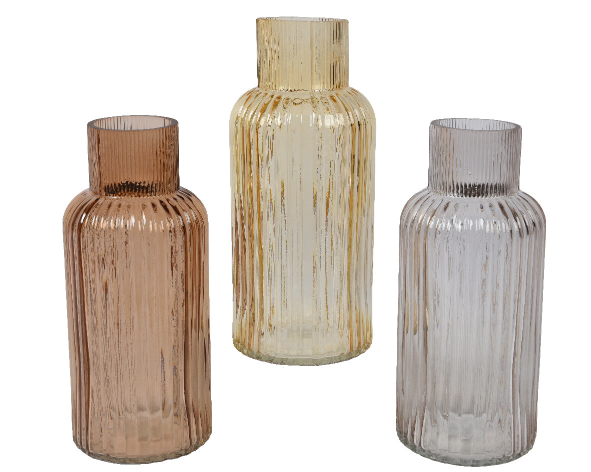 Transparent Ripple Relief Glass Vase - 20.5cm – Southwood Garden Centre