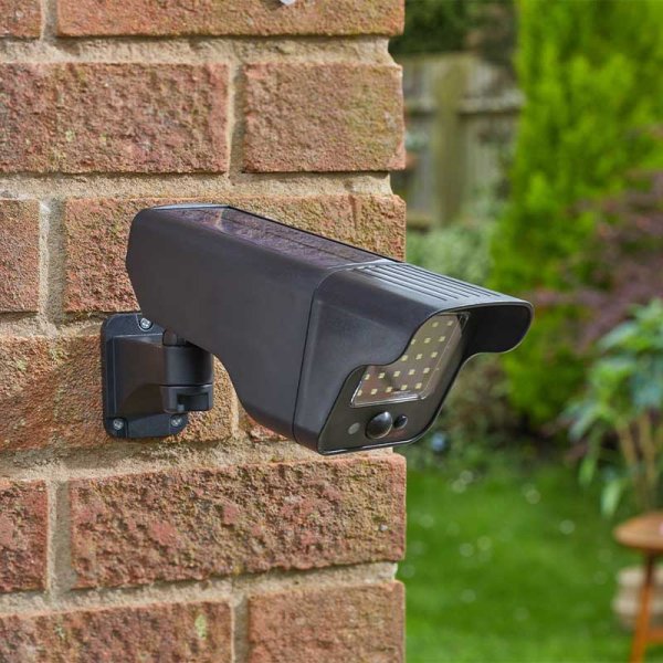 Solar Powered PIR Floodlight & Decoy Camera Security Motion Sensor Lig ...