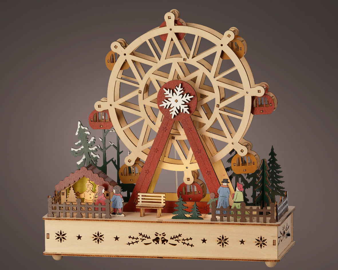 Wooden Warm White Light Up Animated Ferris Wheel with Music & Motion ...