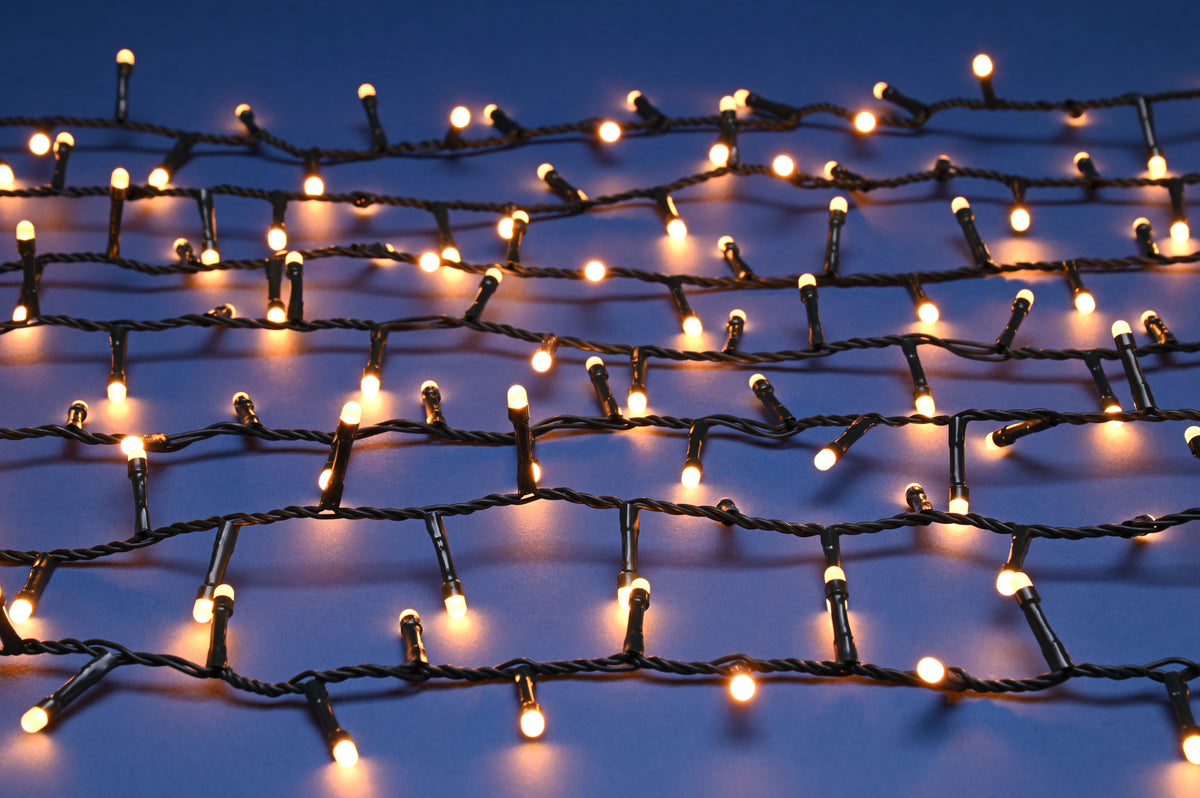 Festive Glow-Worm Lights Traditional Warm White Set of 1500 LEDs ...