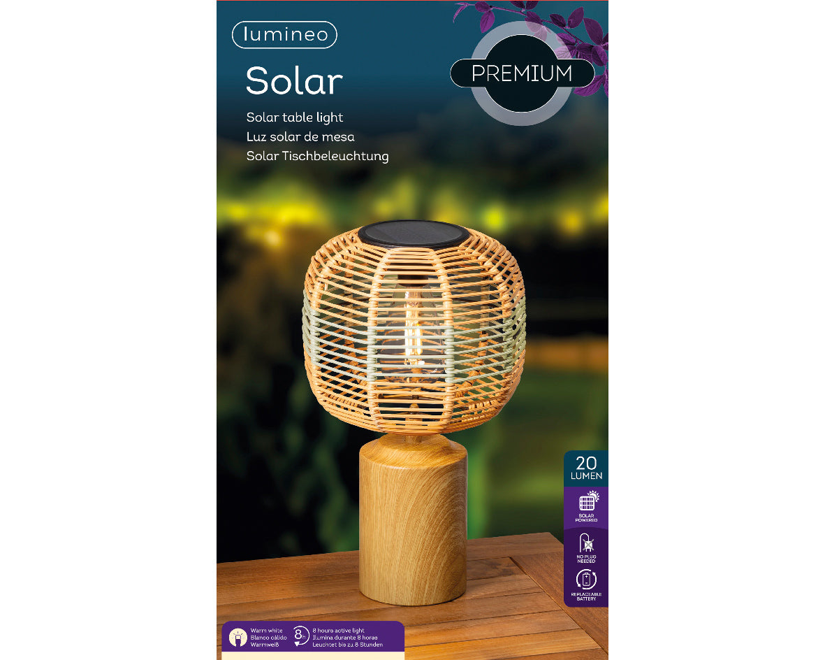 Natural Colour Wicker Solar Powered Table Lamp Light – Southwood Garden ...