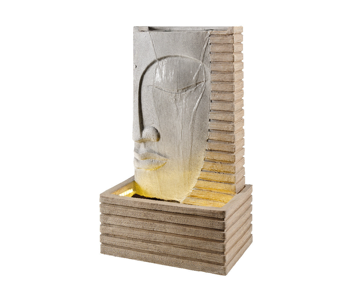 Outdoor Tall Buddha Face Ripple Water Feature with LED Lights - 72cm ...