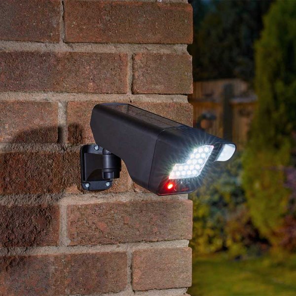 Solar Powered PIR Floodlight & Decoy Camera Security Motion Sensor Lig ...