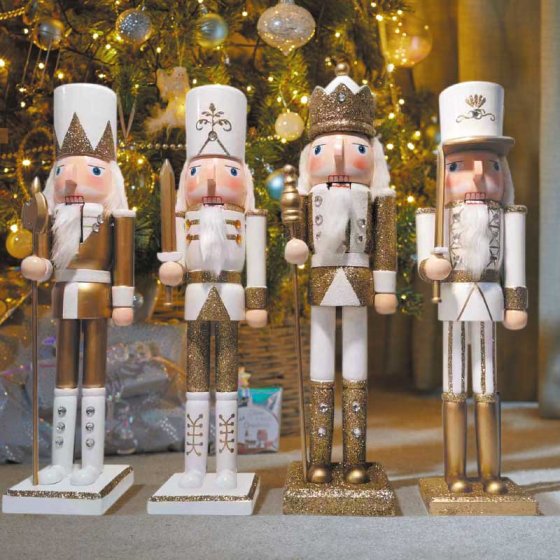 Three Kings XL Wooden Nutcracker Gold & White - 50cm – Southwood Garden ...