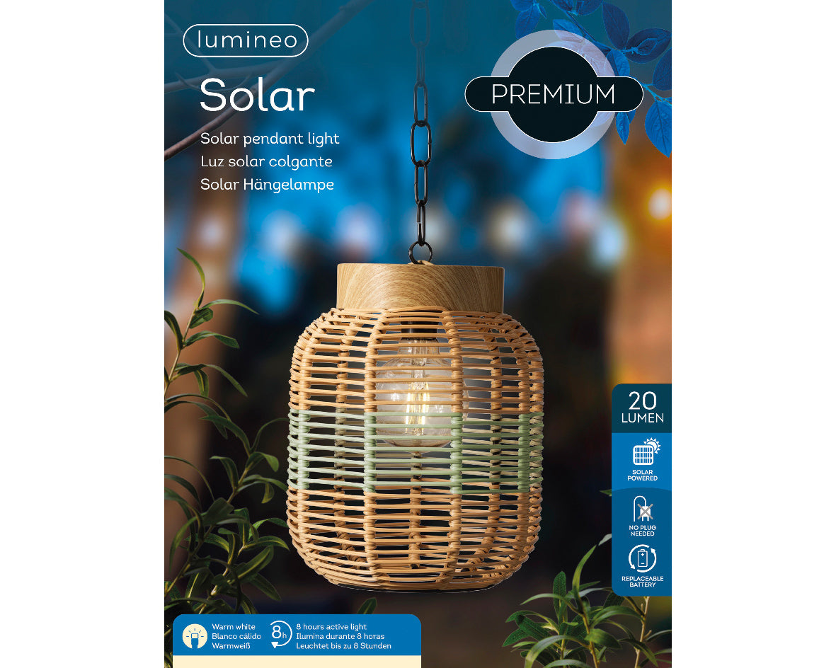 Solar Powered Hanging Pendant Wicker Light - Natural – Southwood Garden ...