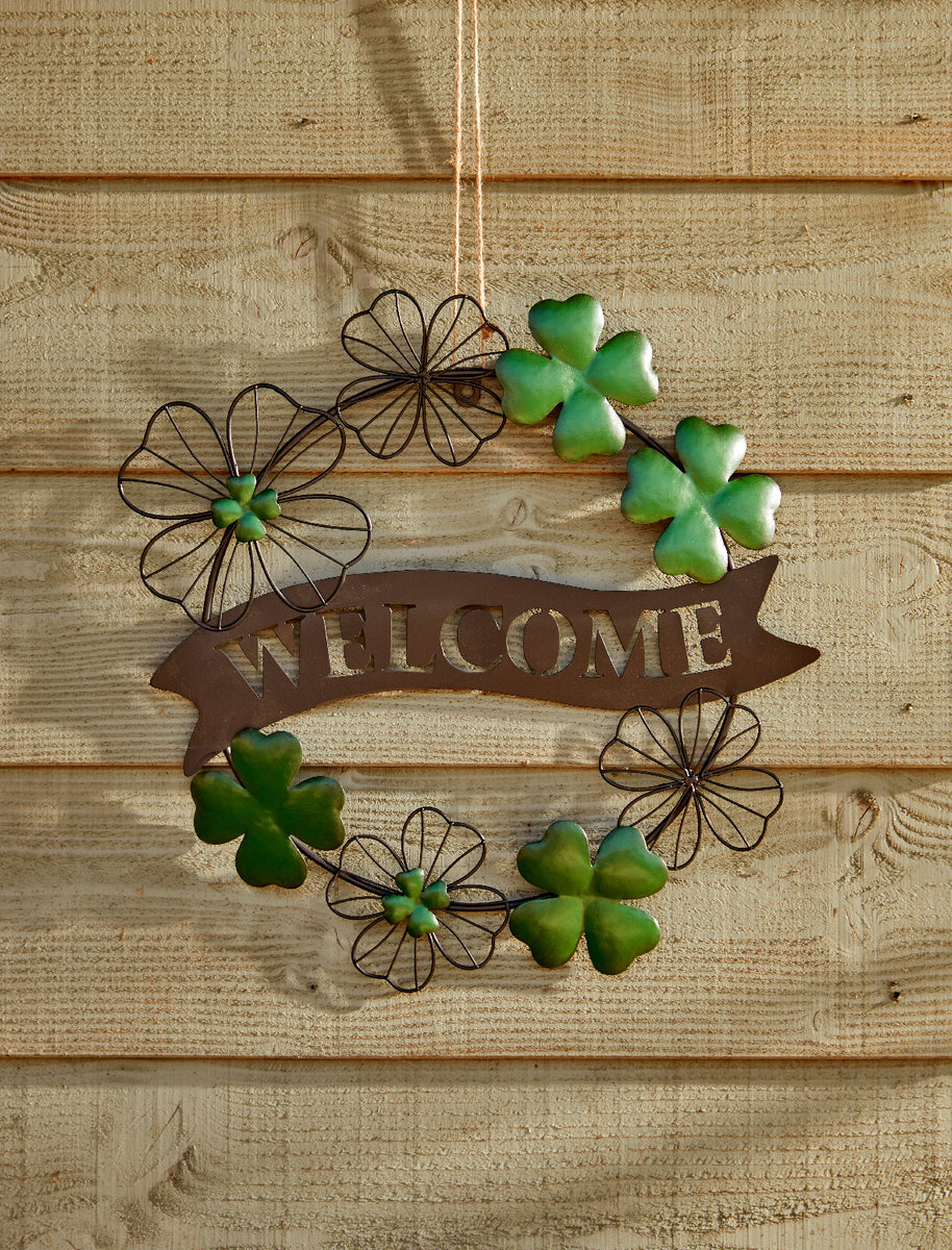 Large Four Leaf Clover Welcome Hanging Sign – Southwood Garden Centre