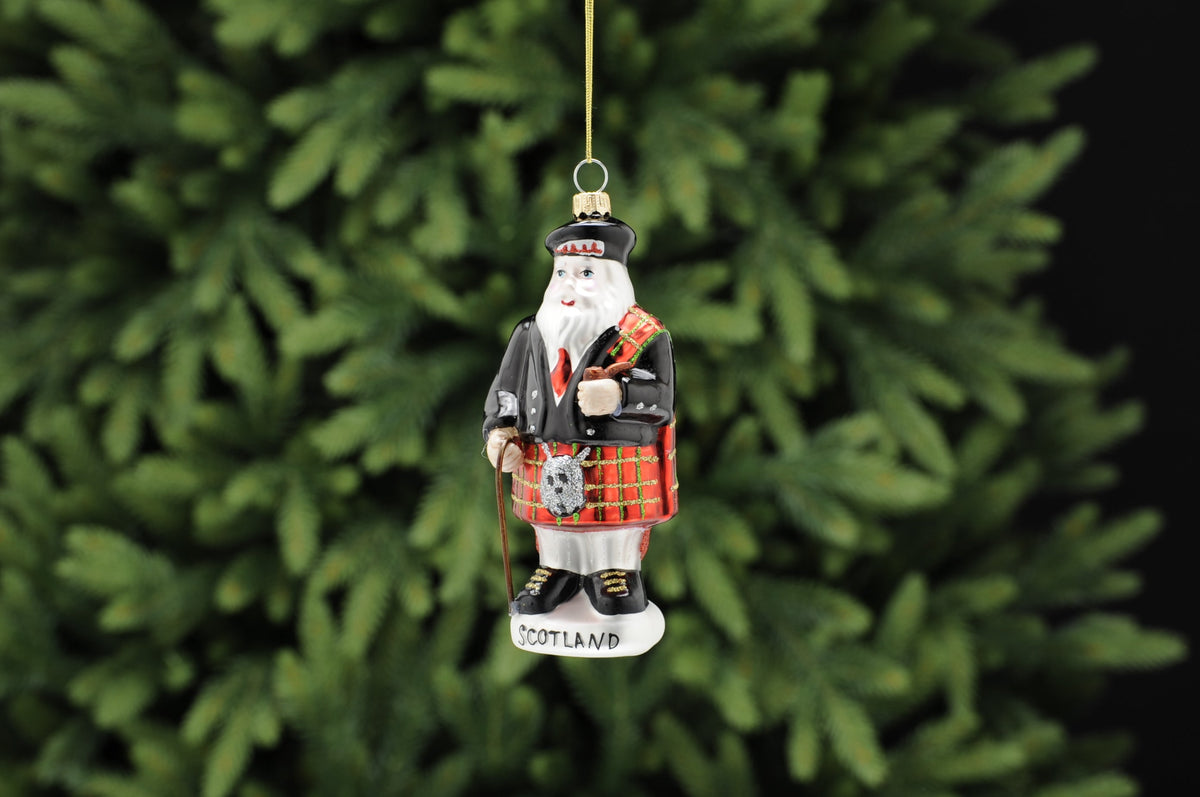 Scottish Santa with Kilt Glass Christmas Bauble – Southwood Garden Centre