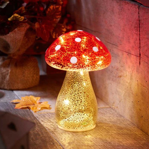 InLit GloShroom Autumn Glass Toadstool - 16cm – Southwood Garden Centre