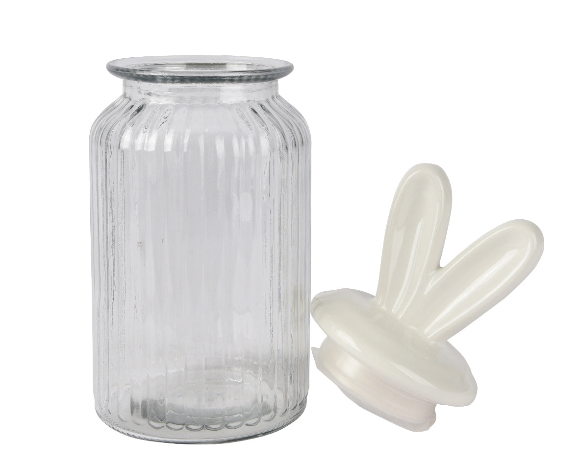 Large Tall Easter Bunny Ear Glass Storage Jar – Southwood Garden Centre