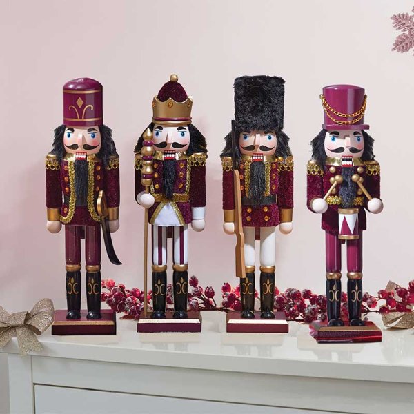 Three Kings Burgundy & Gold Brigadier Large Nutcracker - 30cm ...