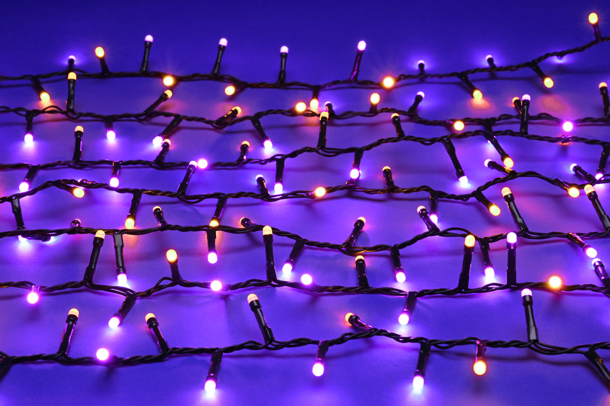 Festive Halloween Glow-Worm Lights Purple & Orange Set of 500 LEDs ...