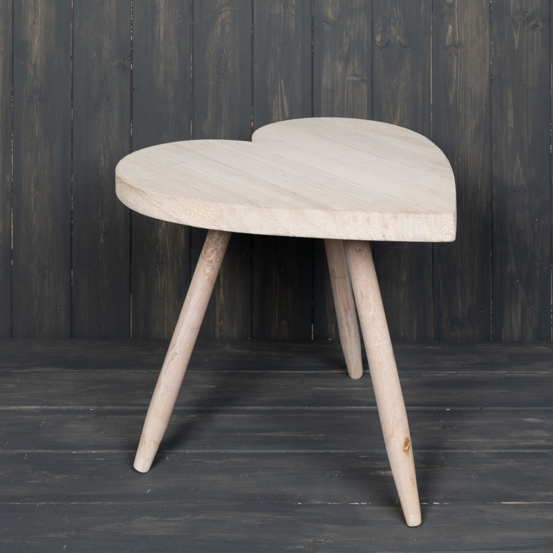 Natural Wood Whitewashed Decorative Heart Table - 40cm – Southwood ...