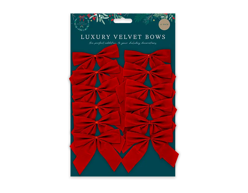 Red Velvet Christmas Bows - Pack of 12 – Southwood Garden Centre