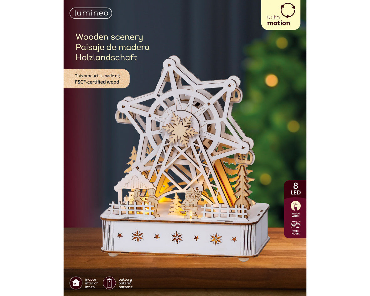 Natural Wood Warm White Light Up Star Ferris Wheel – Southwood Garden ...