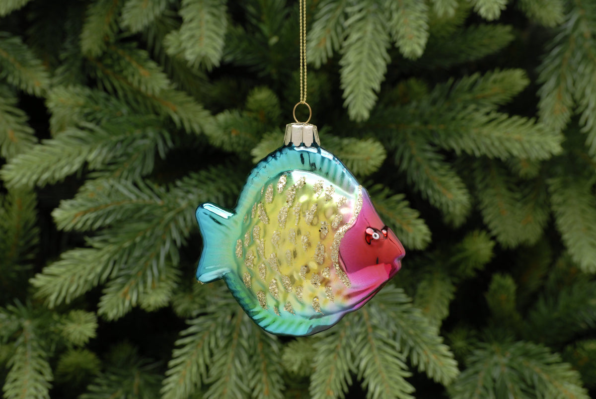 Gold, Jade and Pink Glass Fish Christmas Bauble – Southwood Garden Centre