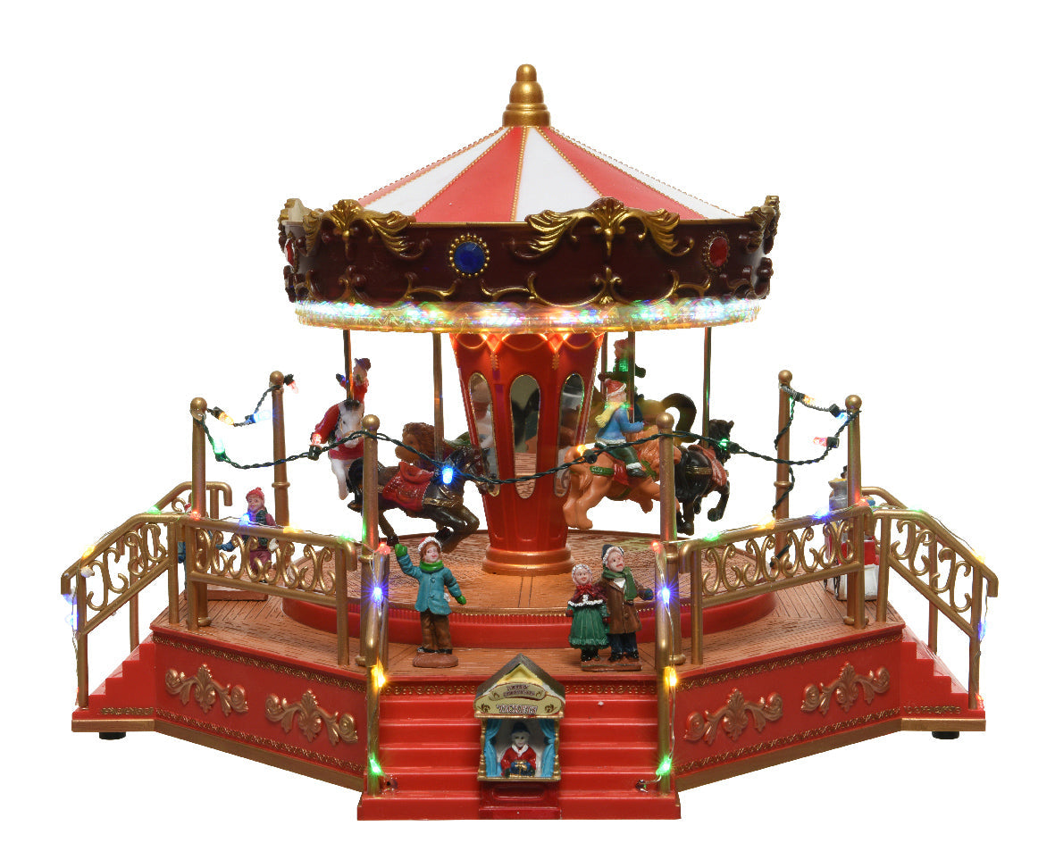 Animated LED Red Carousel with Music – Southwood Garden Centre