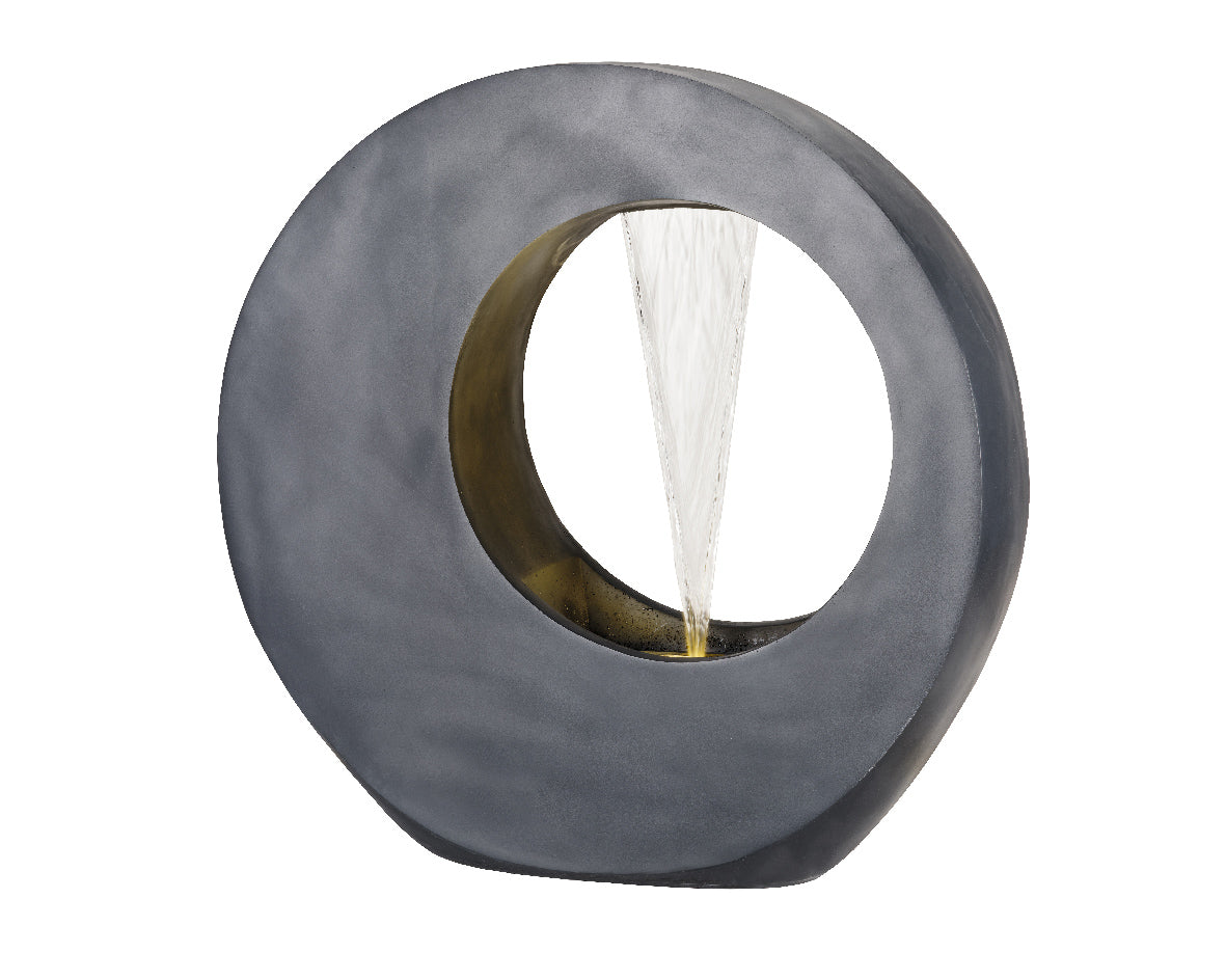 Modern Dark Grey Round Water Feature with LED Lights - 72cm – Southwood ...