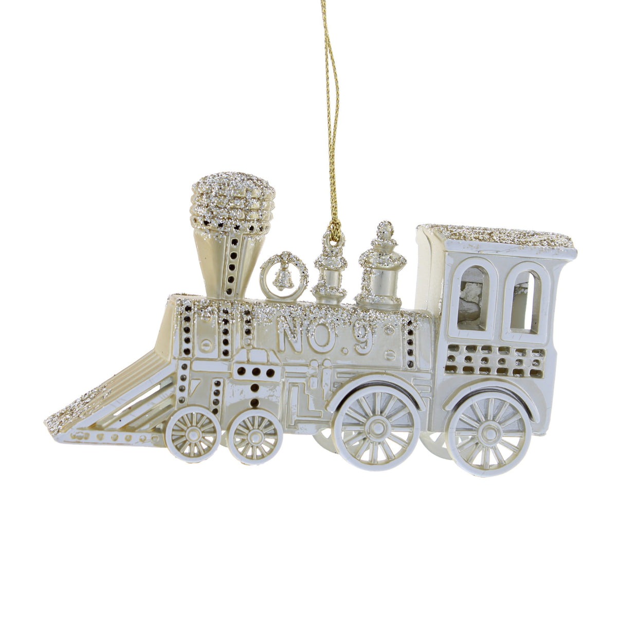 Hanging Matt Gold and White Glitter Acrylic Train - 12cm – Southwood ...